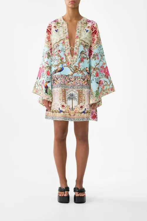 Camilla Deep V-neck Hardware Short Kaftan