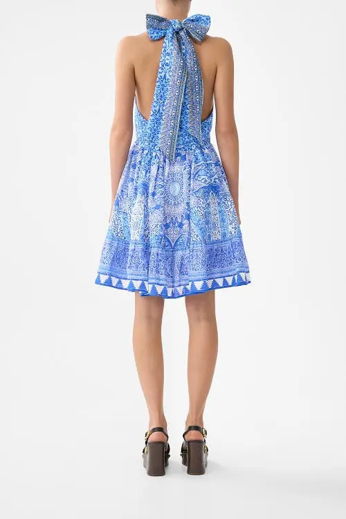 Camilla Ruffle Hem Halter Short Dress - The Bosphorous