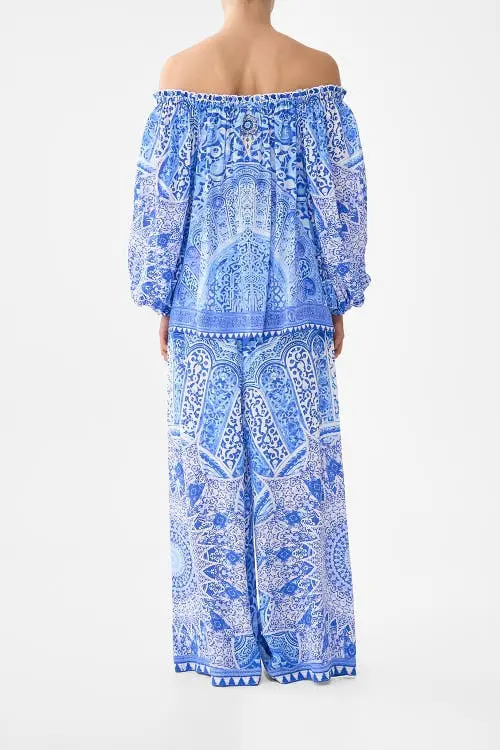 Camilla Frill Off Shoulder Top With Crystal Embellishments - The Bosphorous
