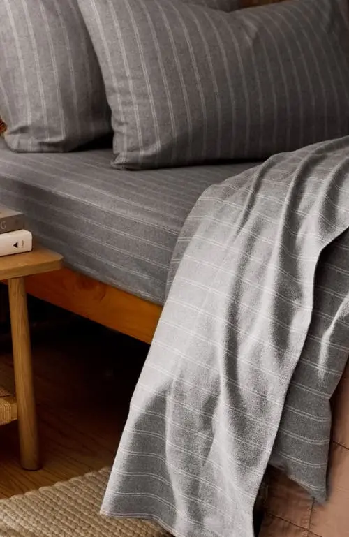 CHRISTY Flannel Stripe Brushed Cotton Sheet Set Bundles - Silver