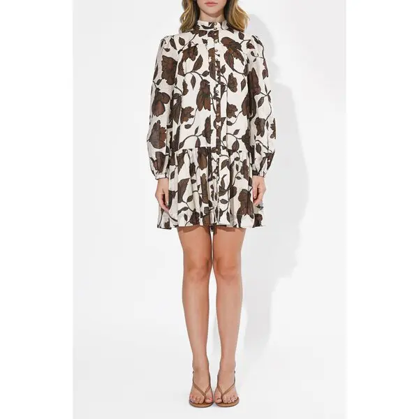 Adelyn Rae Sharon Floral Print Mini Dress - Brown
