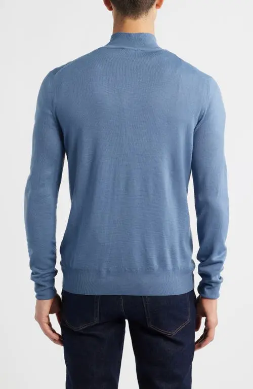 Canali Quarter Zip Wool Blend Sweater - Blue