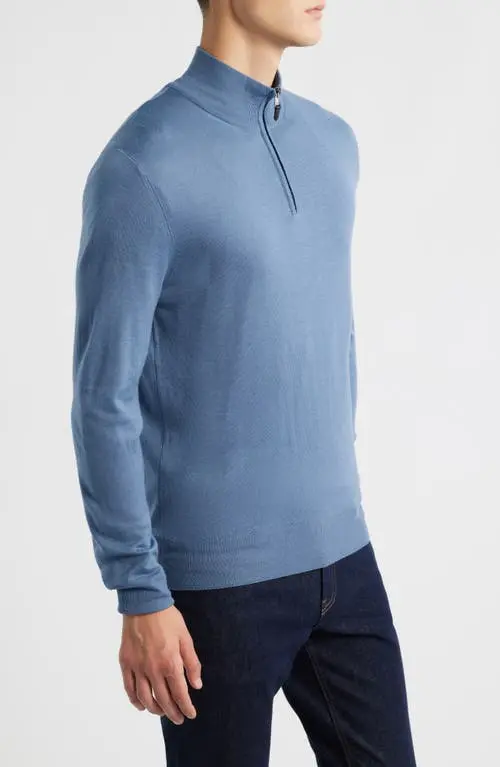 Canali Quarter Zip Wool Blend Sweater - Blue