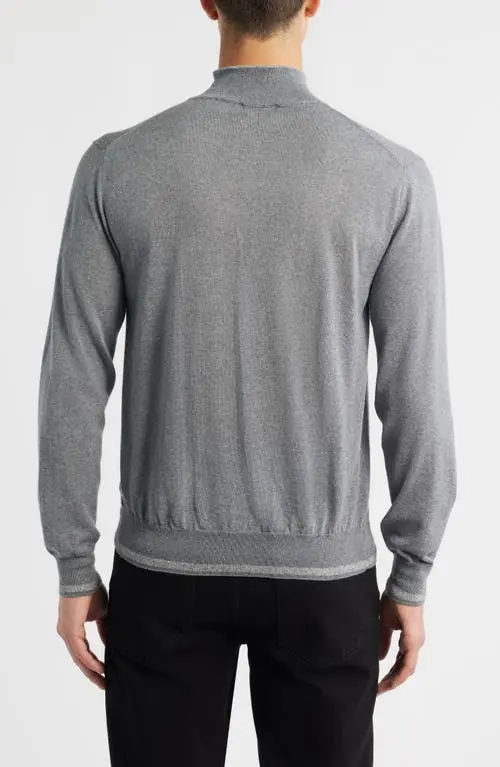 Canali Mock Neck Wool & Silk Blend Sweater - Grey