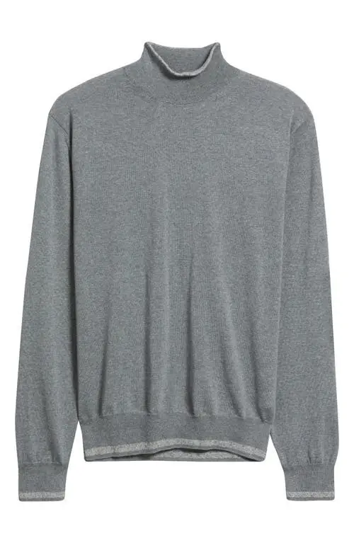 Canali Mock Neck Wool & Silk Blend Sweater - Grey
