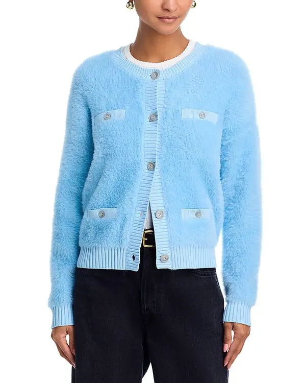 Aqua Brushed Four Pocket Cardigan - Sky Blue