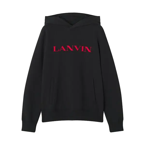 LANVIN Embroidered Cotton Hoodie - Black