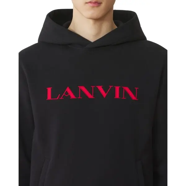 LANVIN Embroidered Cotton Hoodie - Black