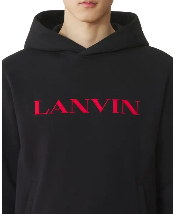 LANVIN Embroidered Cotton Hoodie - Black