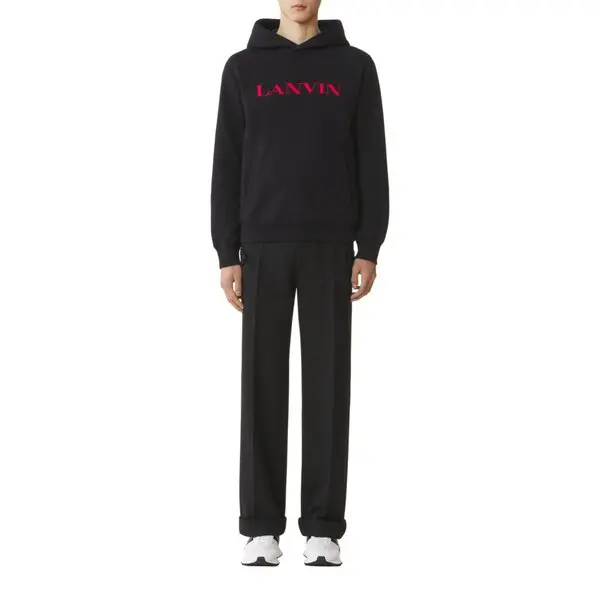 LANVIN Embroidered Cotton Hoodie - Black