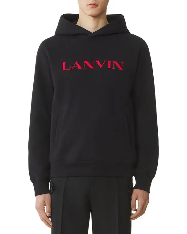 LANVIN Embroidered Cotton Hoodie - Black