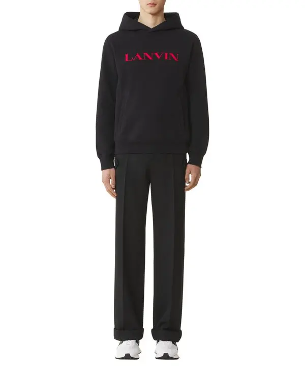 LANVIN Embroidered Cotton Hoodie - Black