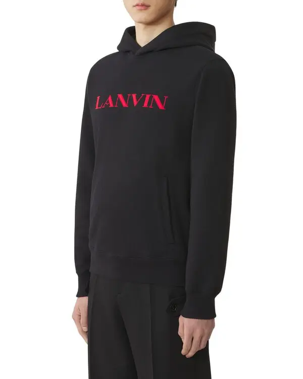 LANVIN Embroidered Cotton Hoodie - Black