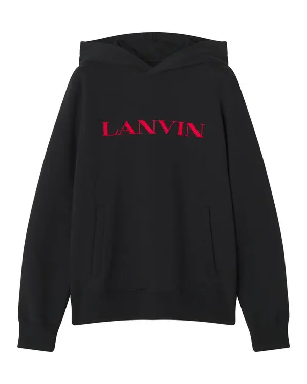 LANVIN Embroidered Cotton Hoodie - Black