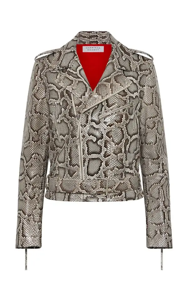 Gabriela Hearst Anton Biker Jacket In Inversa™ Snakeskin