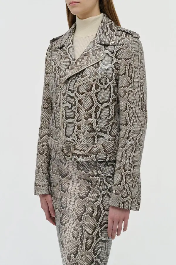 Gabriela Hearst Anton Biker Jacket In Inversa™ Snakeskin