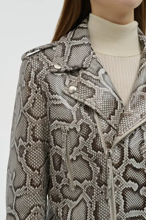Gabriela Hearst Anton Biker Jacket In Inversa™ Snakeskin