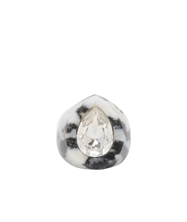 Ulla Johnson Crystal Pear Signet Ring - Black Onyx