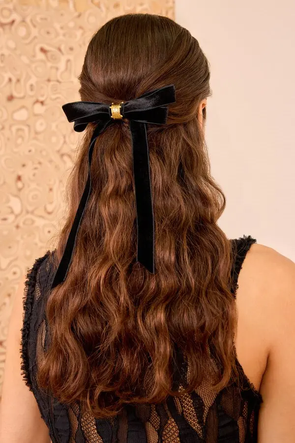 Ulla Johnson Alexis Velvet Ribbon Hair Bow - Noir