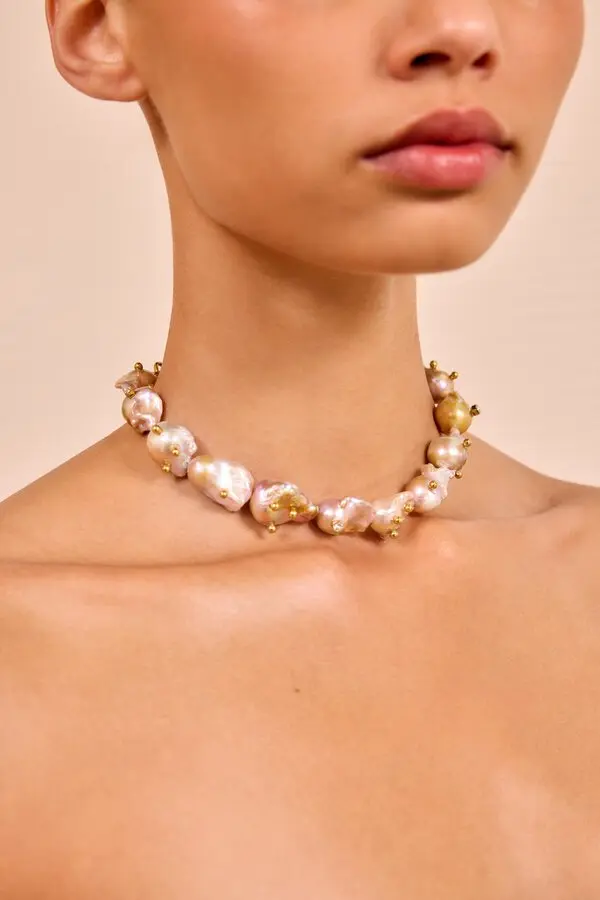 Ulla Johnson Baroque Pearl Choker - Pink Pearl