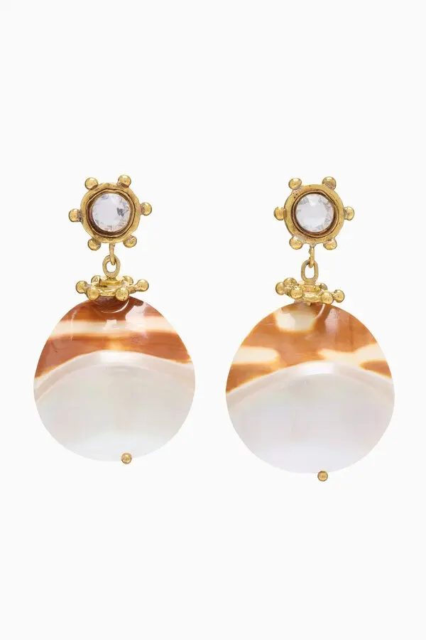 Ulla Johnson Embellished Shell Drop Earrings - Pearlescent