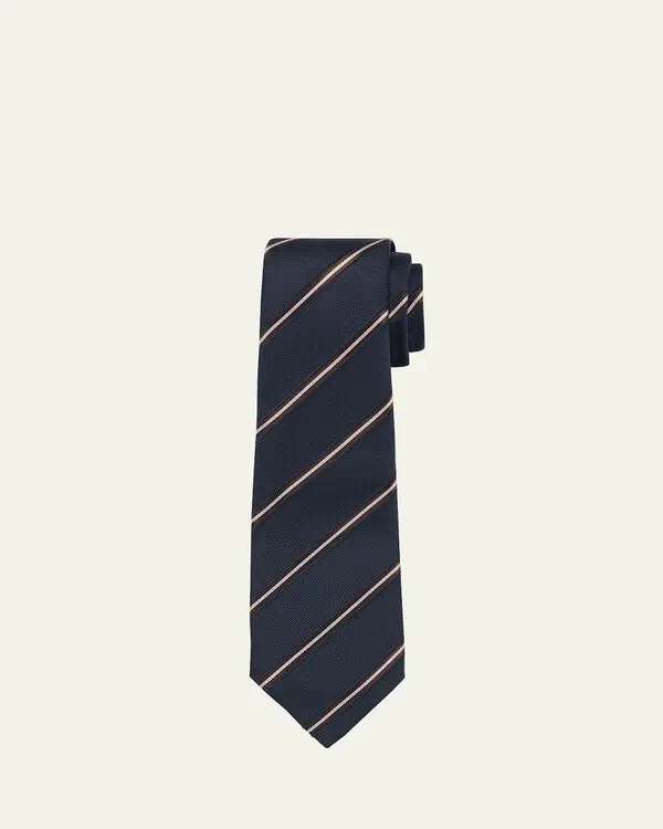 Giorgio Armani Multi-stripe Silk Necktie - Onix