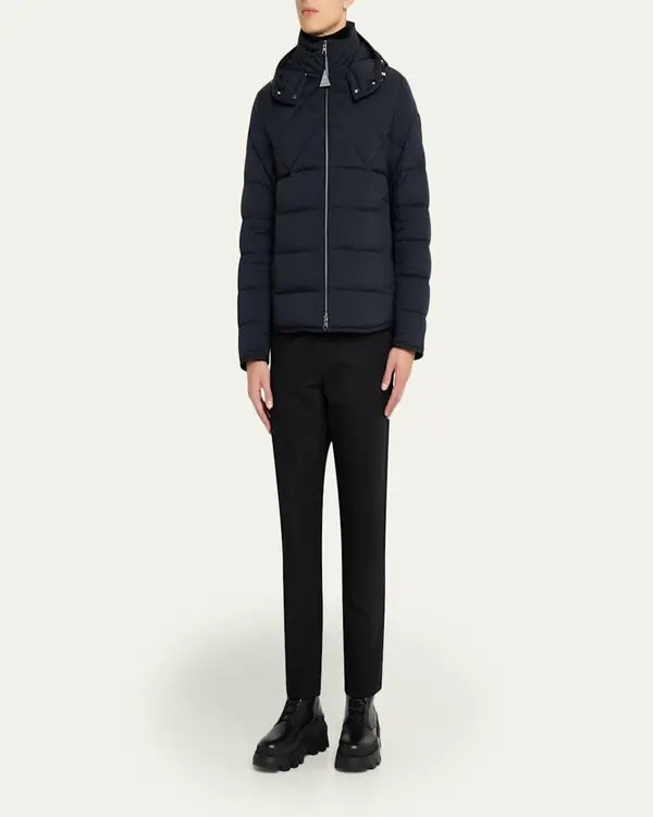 Moncler Cecaud Hooded Short Down Jacket - Navy