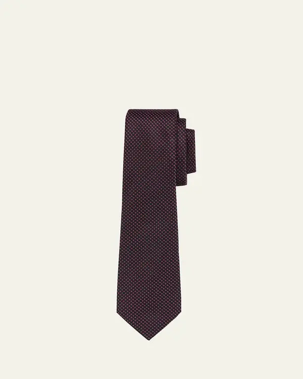 Giorgio Armani Birdseye Jacquard Silk Necktie - Mahogany