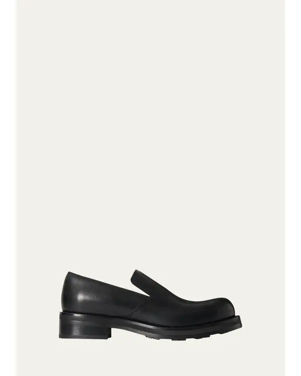 THE ROW Lug Sole Leather Loafers - Black
