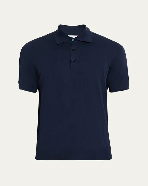 Brunello Cucinelli Cotton Knit Polo Shirt - Navy