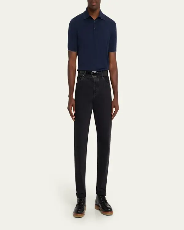 Brunello Cucinelli Cotton Knit Polo Shirt - Navy