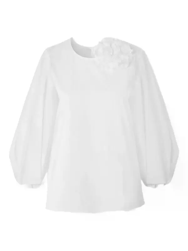 Carolina Herrera Puff-sleeve Top With Rosette