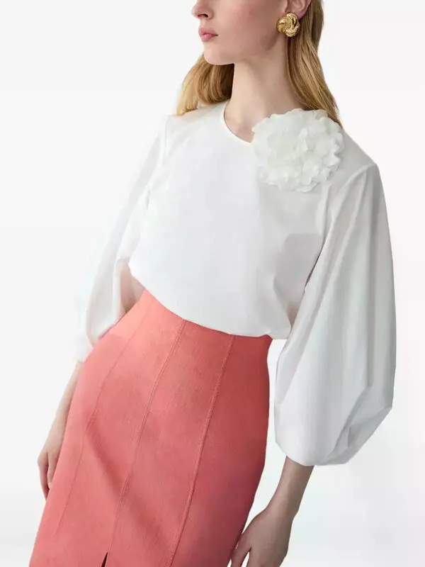 Carolina Herrera Puff-sleeve Top With Rosette