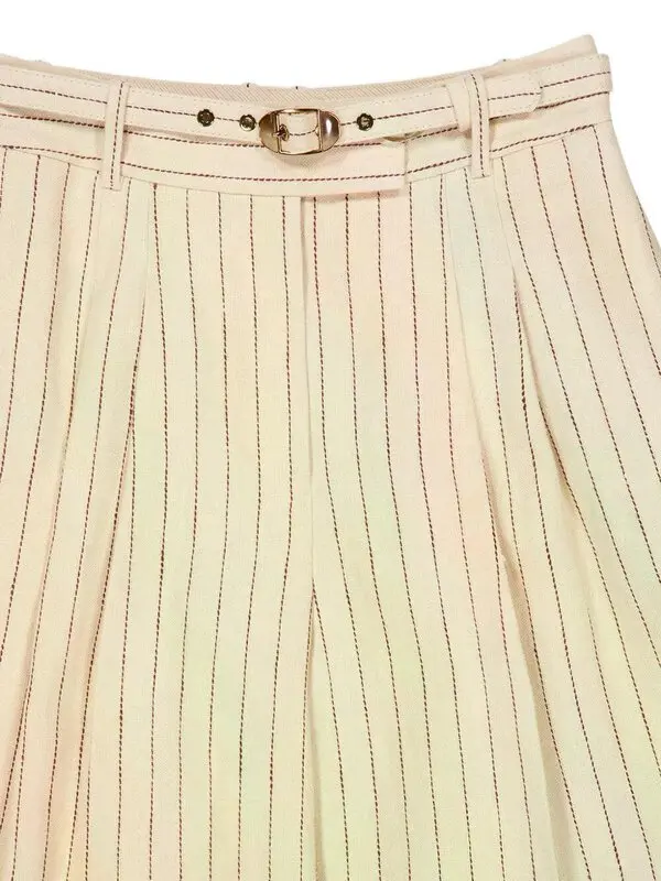 Zimmermann Pinstriped Belted Trousers - Neutrals