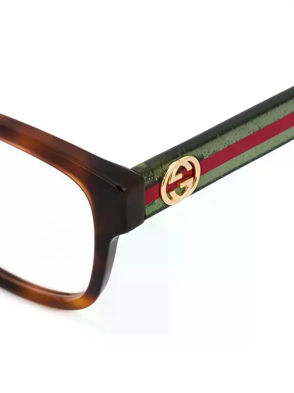 Gucci Web Arm Tortoiseshell Glasses