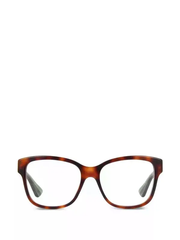 Gucci Square Frame Tortoiseshell Patterned Eyeglasses - Brown