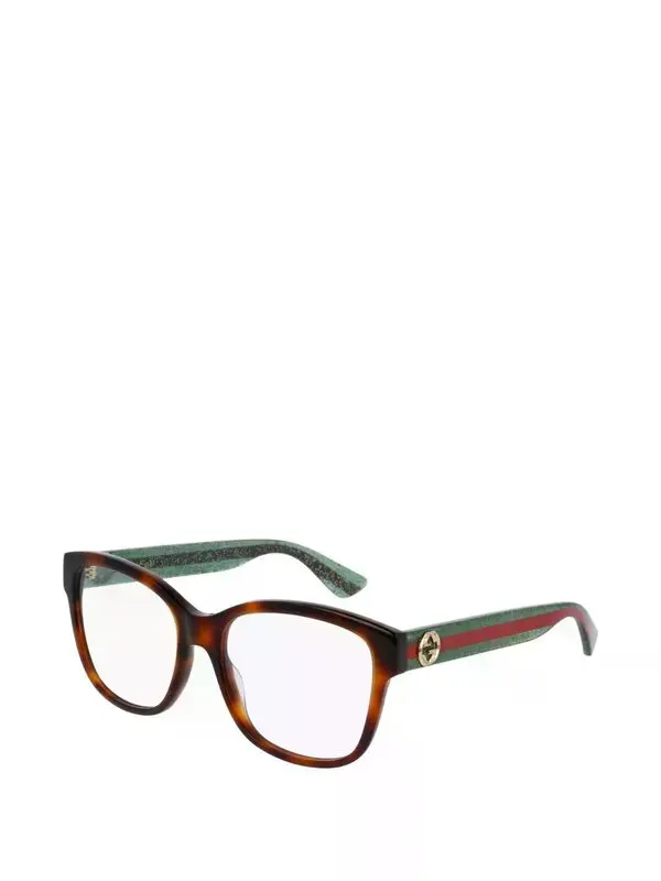 Gucci Square Frame Tortoiseshell Patterned Eyeglasses