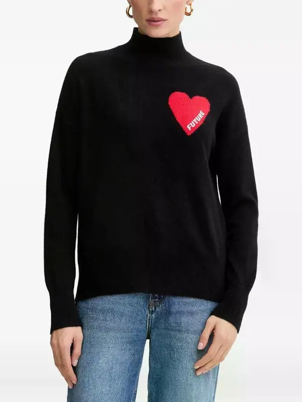 From Future Heart-motif Roll-neck Sweater - Black