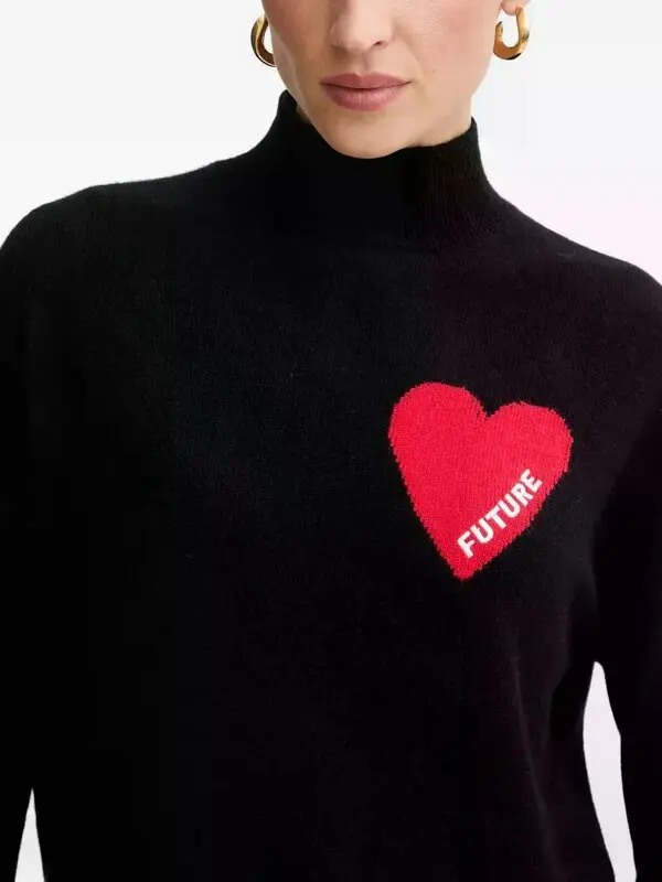 From Future Heart-motif Roll-neck Sweater - Black