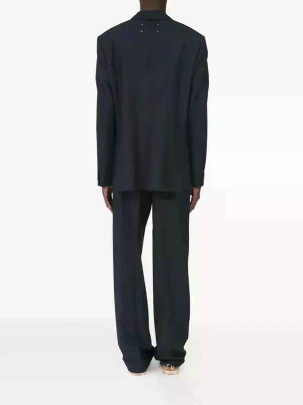 MAISON MARGIELA Pinstripe Wool Blazer - Blue
