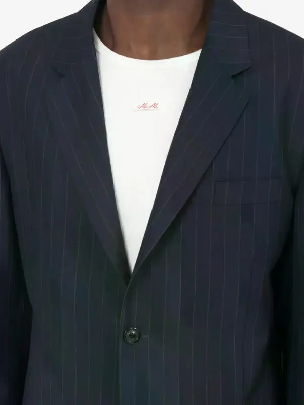 MAISON MARGIELA Pinstripe Wool Blazer - Blue