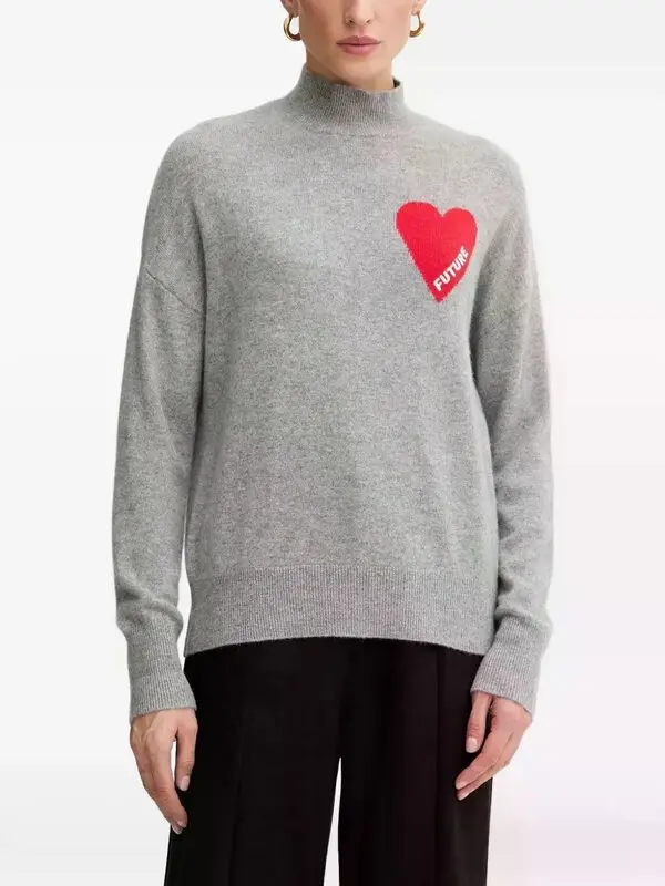 From Future Heart-motif High Neck Sweater - Grey