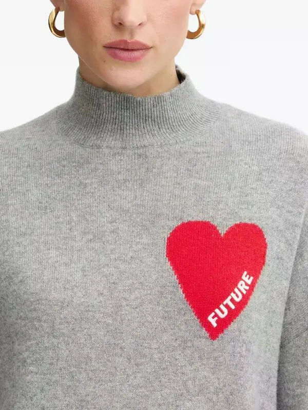 From Future Heart-motif High Neck Sweater - Grey