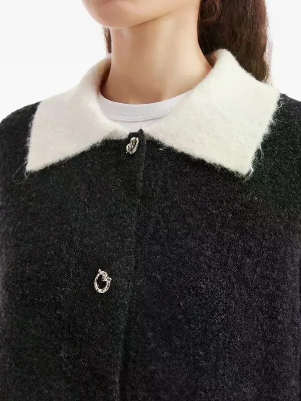 TOUT A COUP Collared Patch-pockets Cardigan - Grey