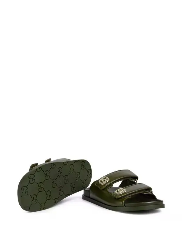 Gucci Double G Leather Sandals - Green | Editorialist