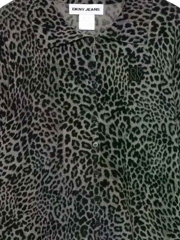 Dkny Logo-patch Leopard-pattern Cardigan