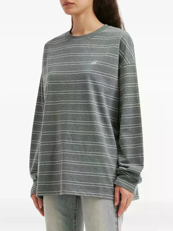 B+AB Striped Embroidered T-shirt - Grey