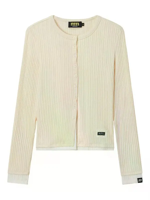 MINI CREAM Buttoned Ribbed Cardigan