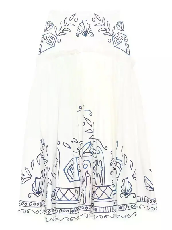 ALEMAIS X Lrnce Leela Pleated Printed Maxi Skirt - White