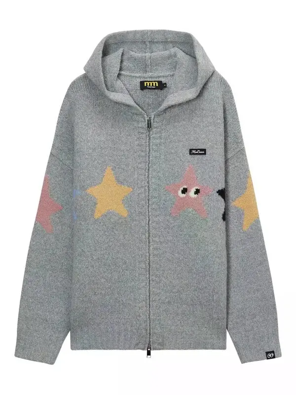 MINI CREAM Star Motif Hooded Cardigan